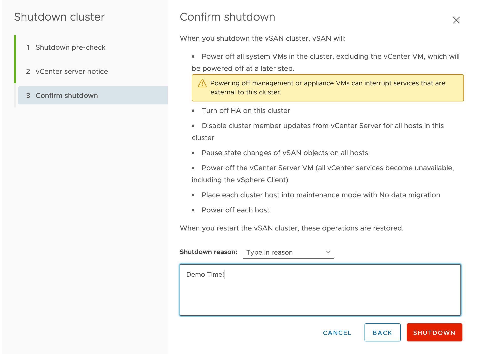 vSAN 7.0 Update 3 cluster shutdown and restart – virBeaver
